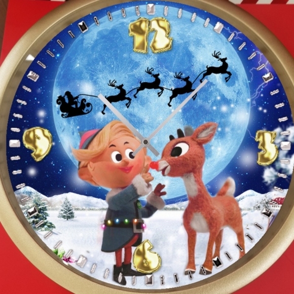 unknow | Wall Decor | Rudolph Red Nosed Reindeer Clock | Poshmark
